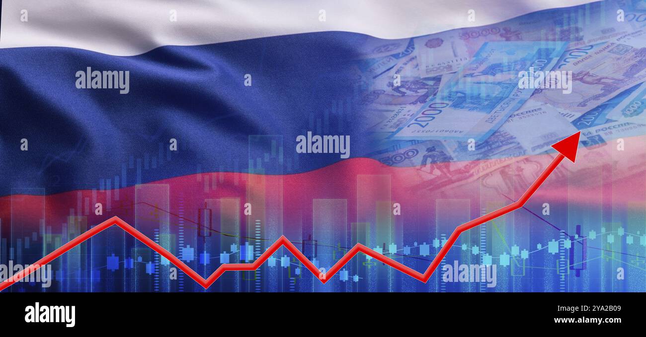 Growth of the Russian economy on the financial graph. Russia financial ...