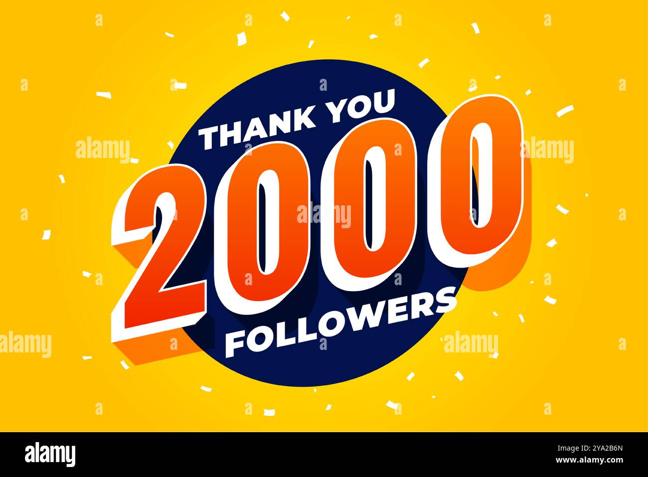 3d style 2k or 2000 social media followers yellow background design ...