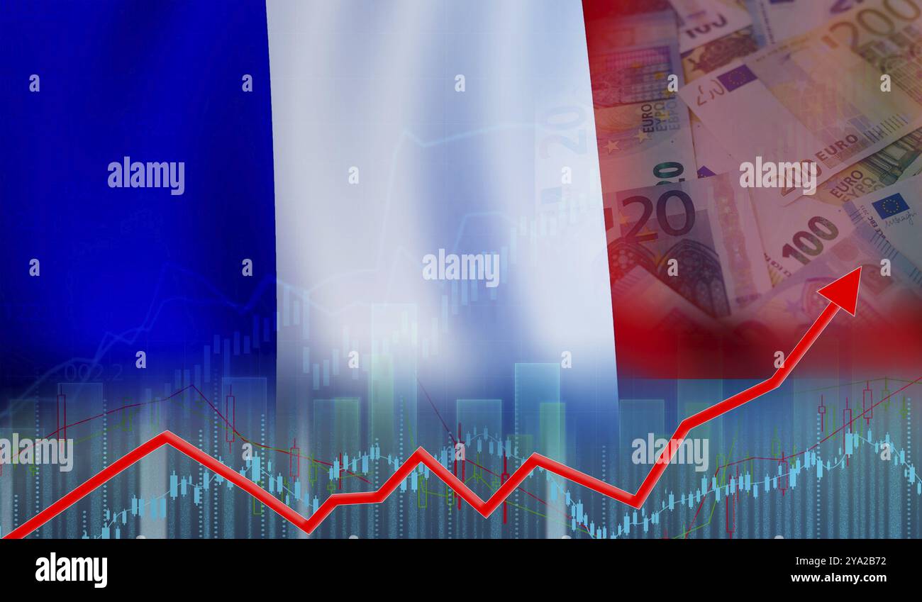 France economy recovery on bar chart. Growth of the French economy on ...