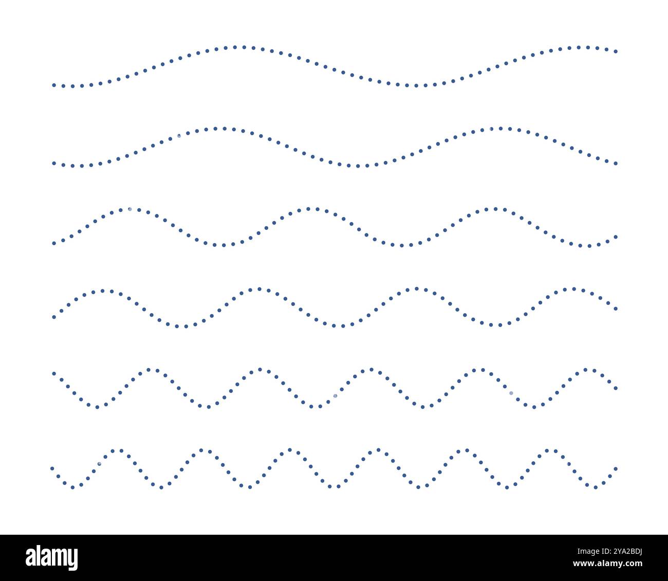 abstract dotted squiggly wavy line pattern in set vector Stock Vector ...