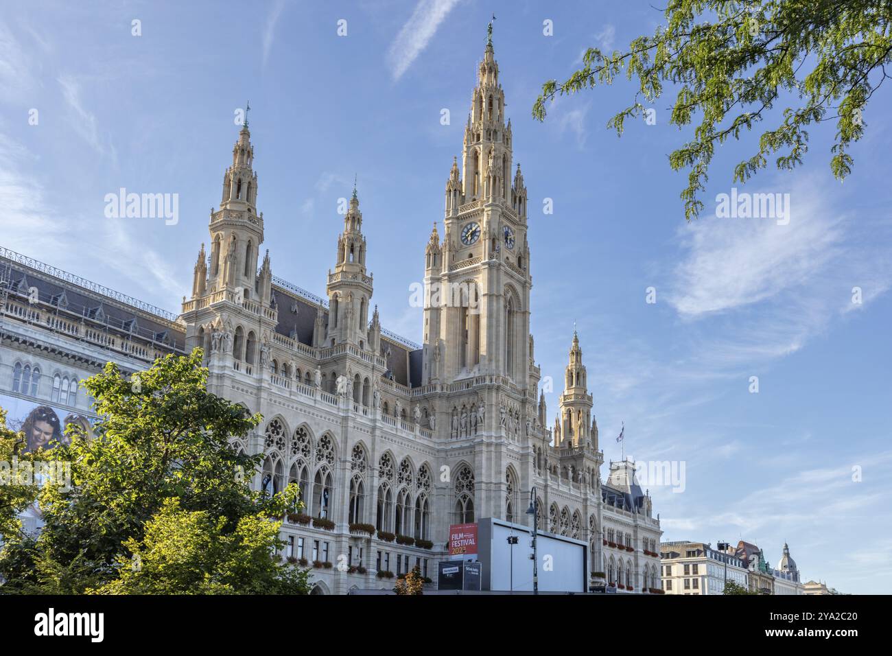 Vienna City Hall with its striking neo-Gothic towers, Vienna Stock ...