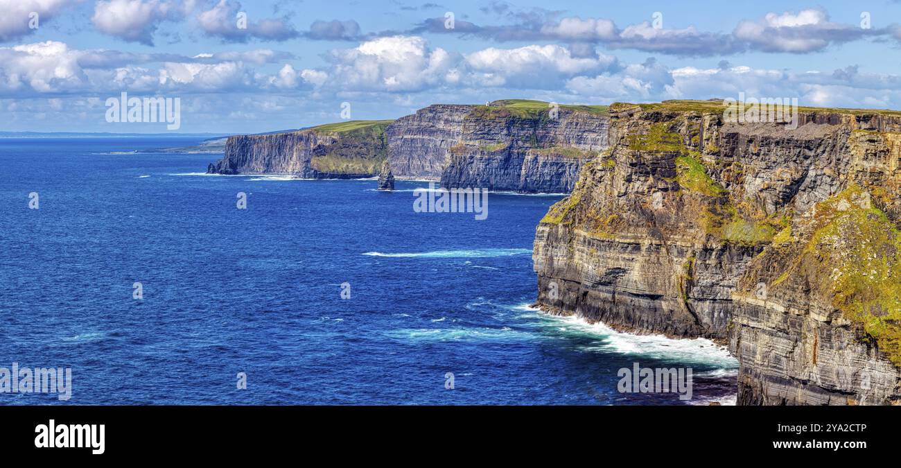 Sweeping views of steep cliffs and azure sea under a cloudy sky, Cliffs ...