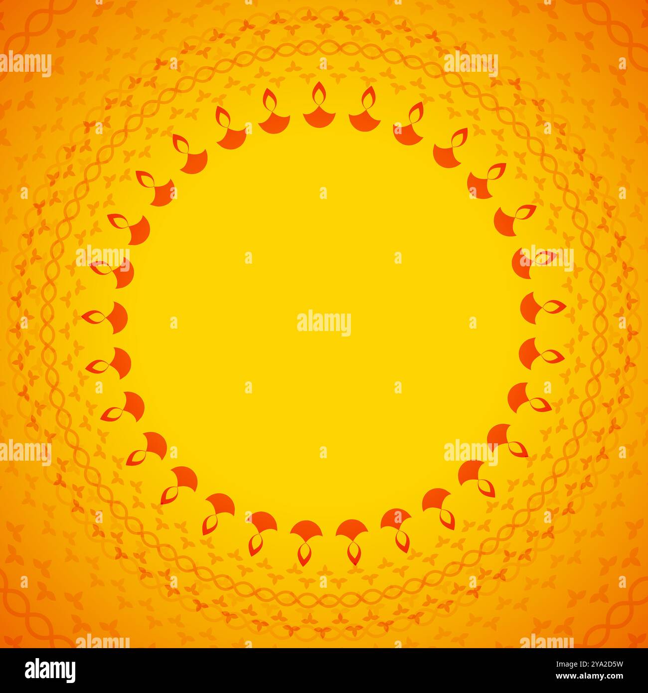 cute diwali diya circular frame yellow background with text space ...