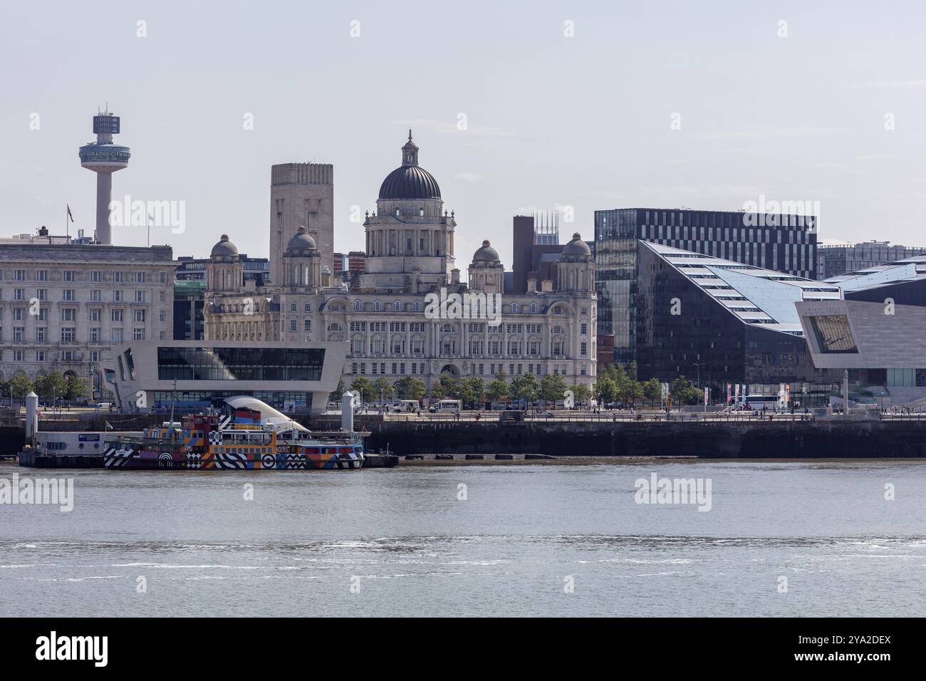 Modern and classically designed riverside buildings, Liverpool Stock ...