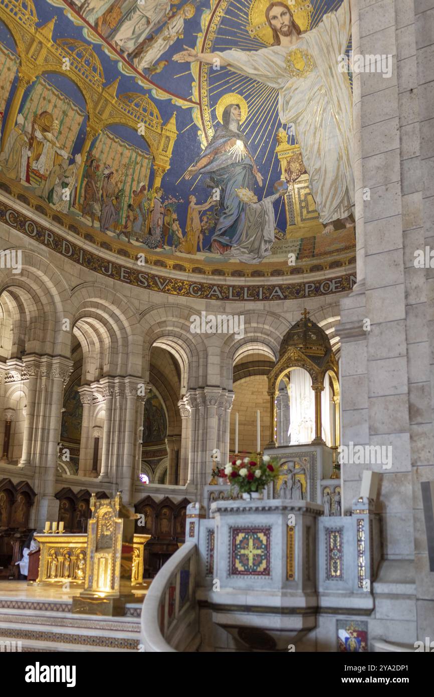 Large mosaic above the altar of a church, depicting Jesus with upraised ...