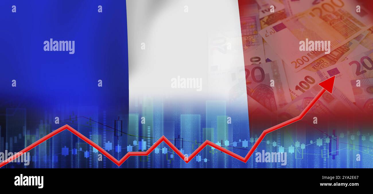 Growth of the French economy on the financial graph. France economy ...