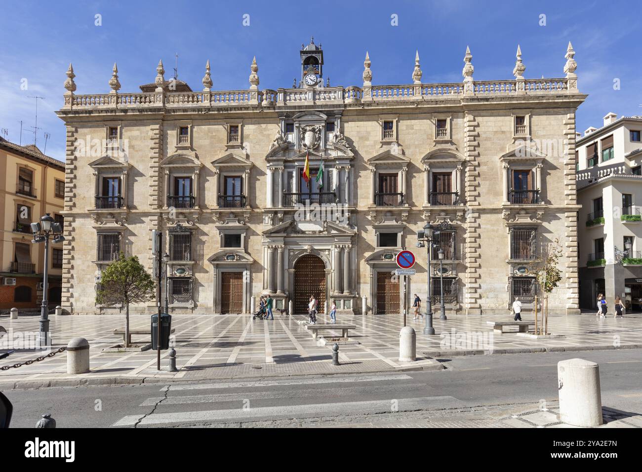 Magnificent baroque building with columns and central facade, Granada ...