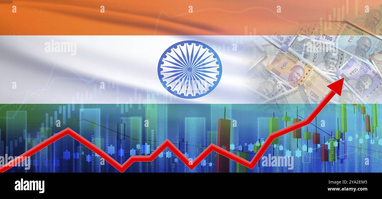 India financial growth concept, economic recovery. Growth of India ...