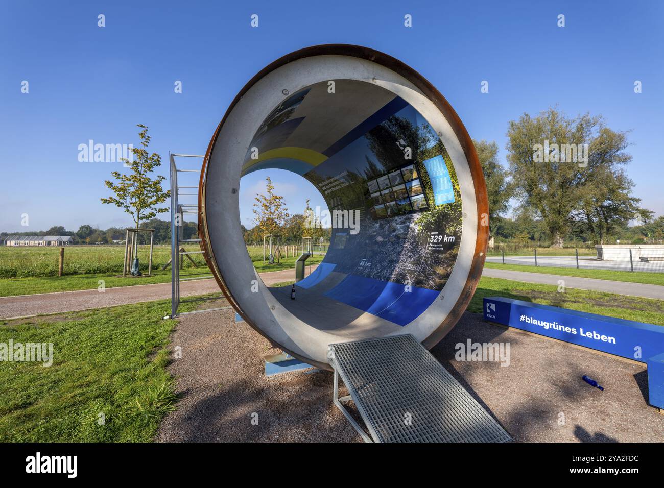 Original sewer pipe element of the Emscher sewer as an information ...