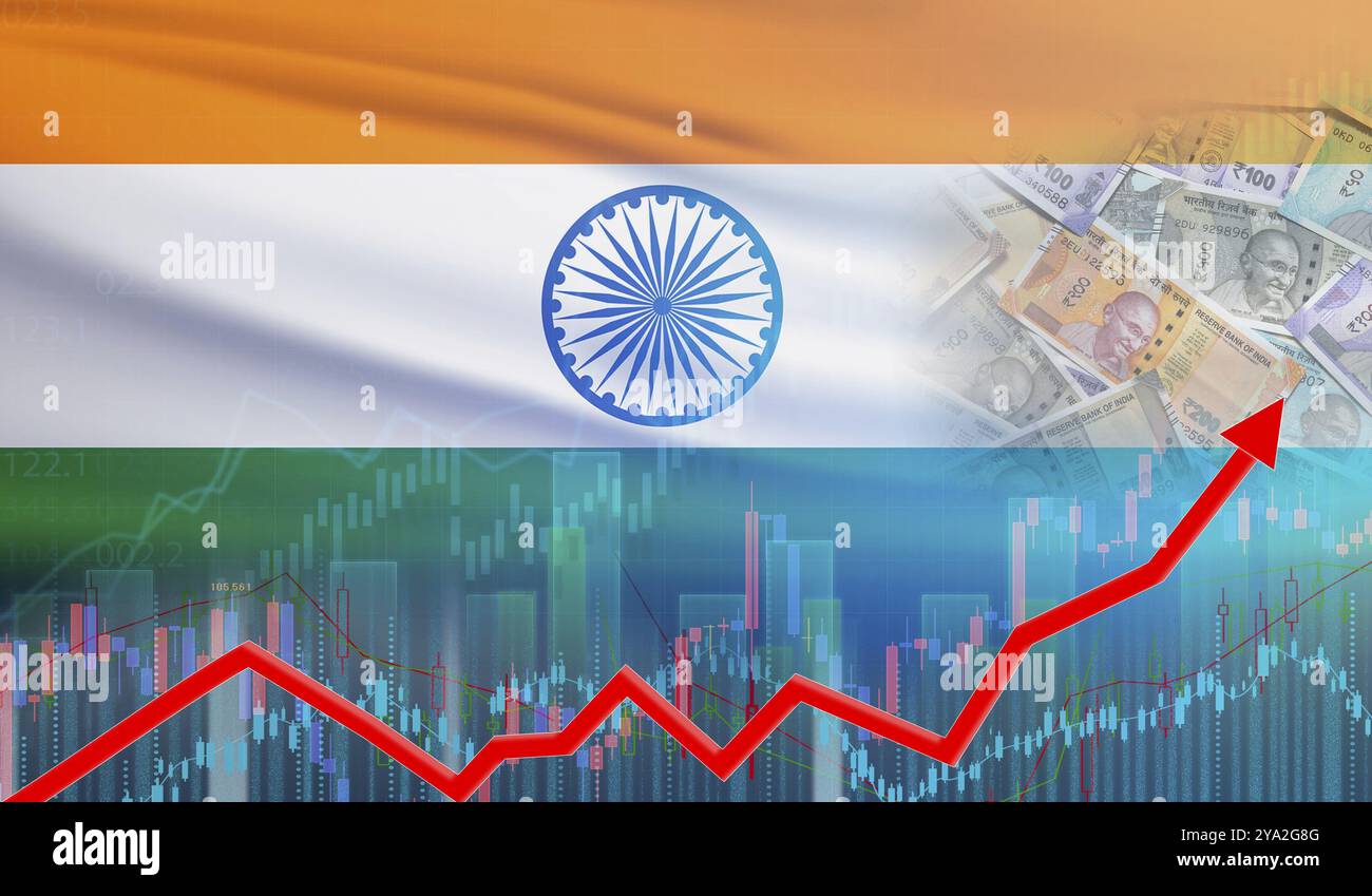 Growth of India economy on the financial graph. India financial growth ...