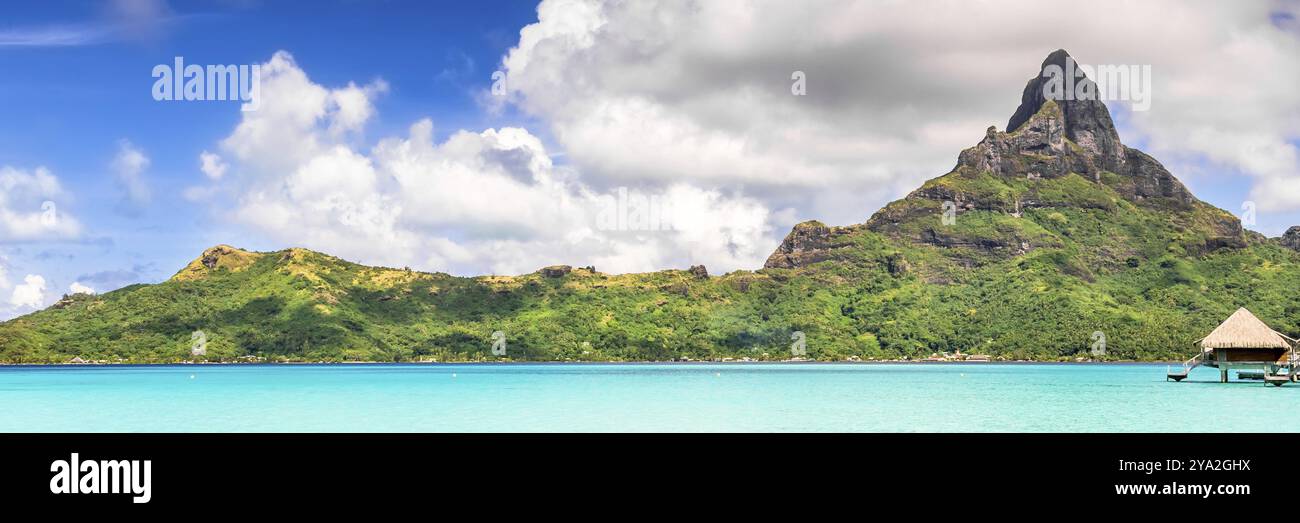 Bora Bora Island, French Polynesia. Web banner in panoramic view this ...