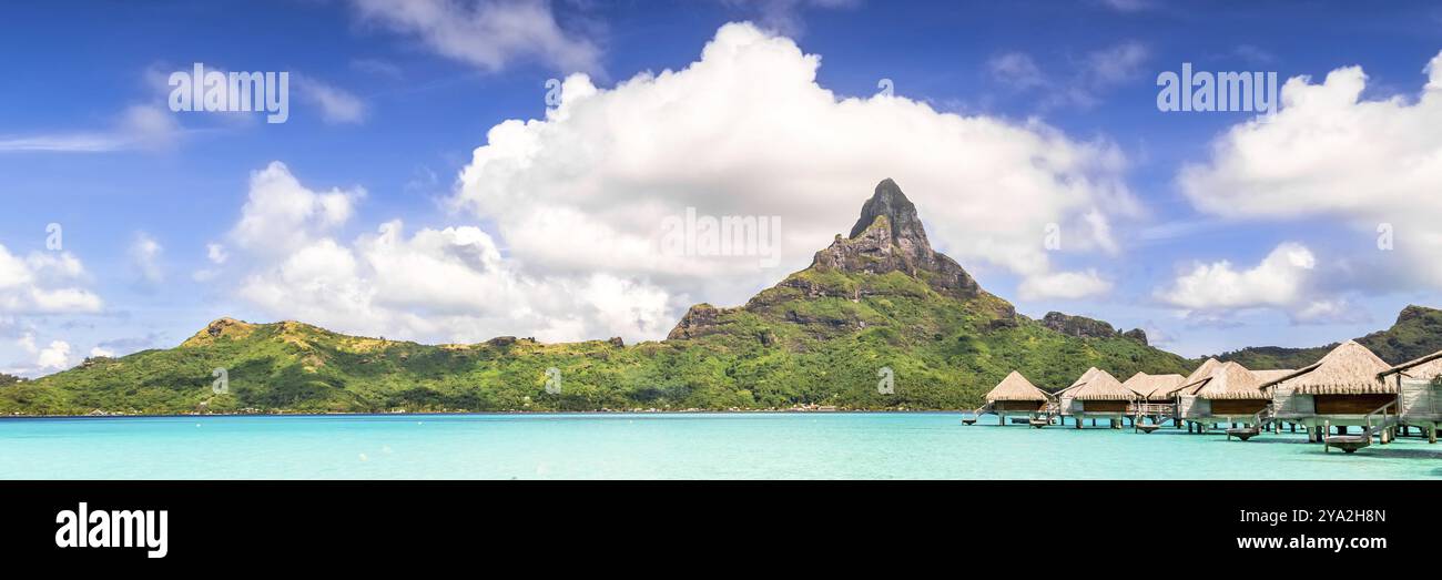Bora Bora Island, French Polynesia. Web banner in panoramic view this ...