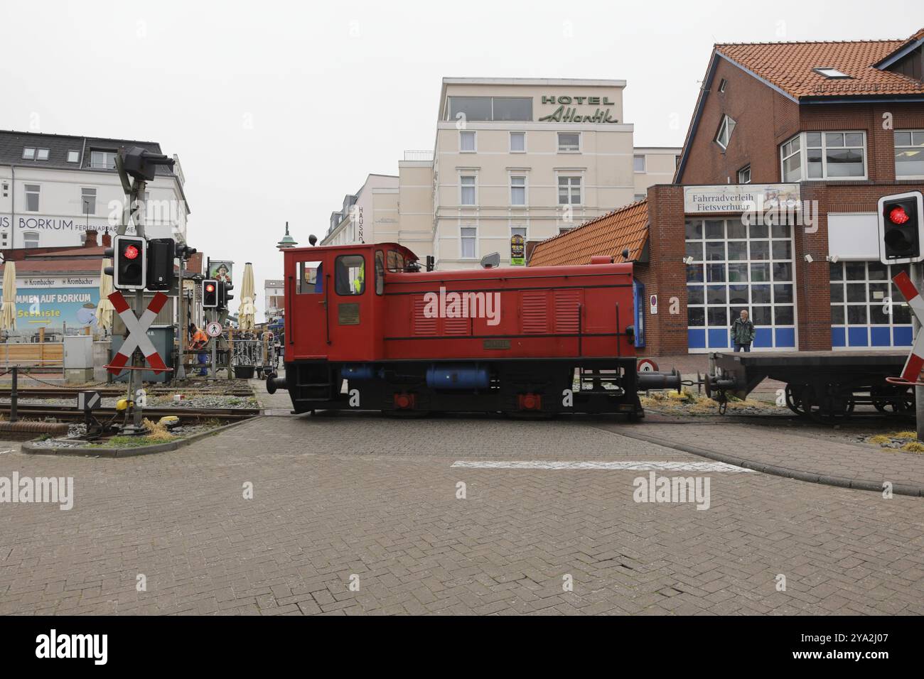 Small railway locomotive at the station on the island of Borkum Stock ...