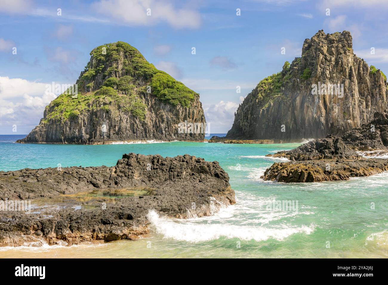 Turquoise water around the Two Brothers rocks, Fernando de Noronha ...