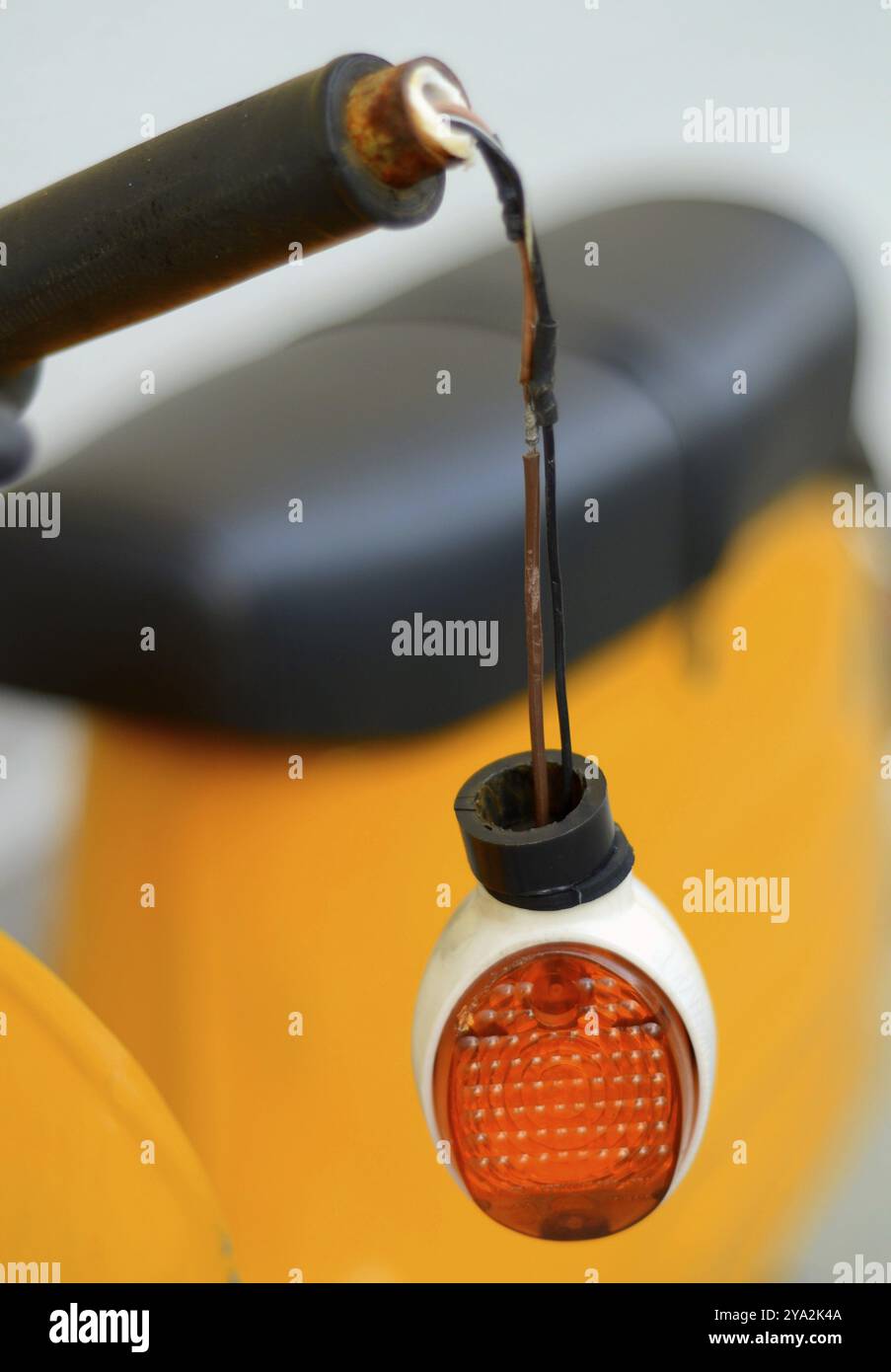 A Broken Indicator Light On A Vintage Scooter After An Accident Stock ...