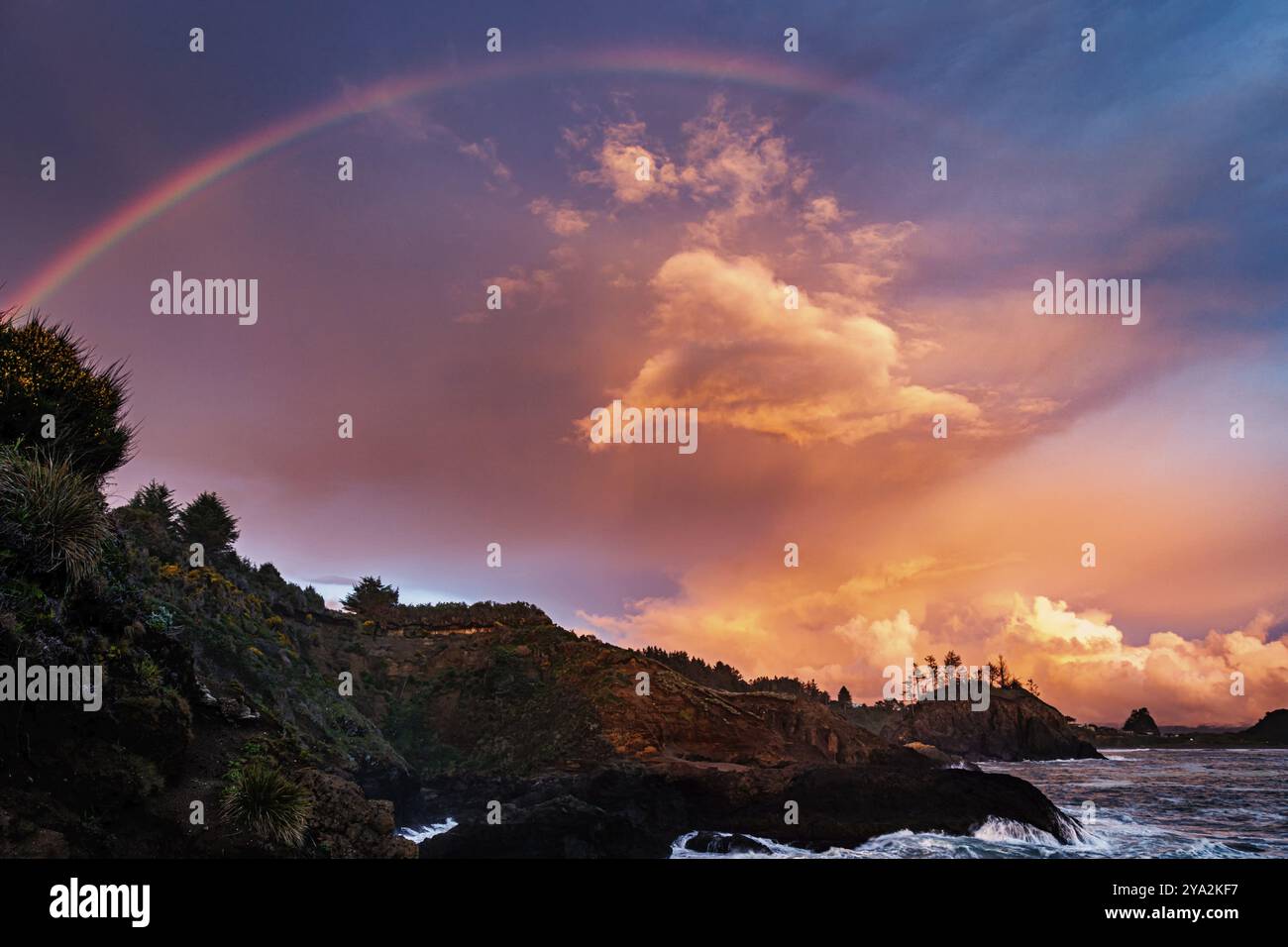 A Rainbow over a beautiful sunset at the beach, Northern California ...