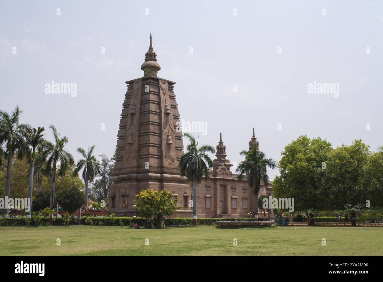 Sarnath, India, April 8, 2011: Historical buildings at Buddhist ...
