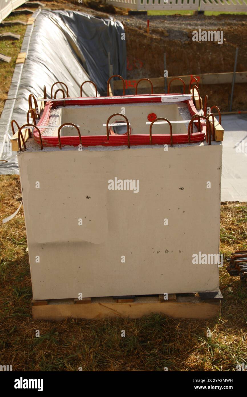 The pump sump of a wastewater pipe in front of installation Stock Photo ...