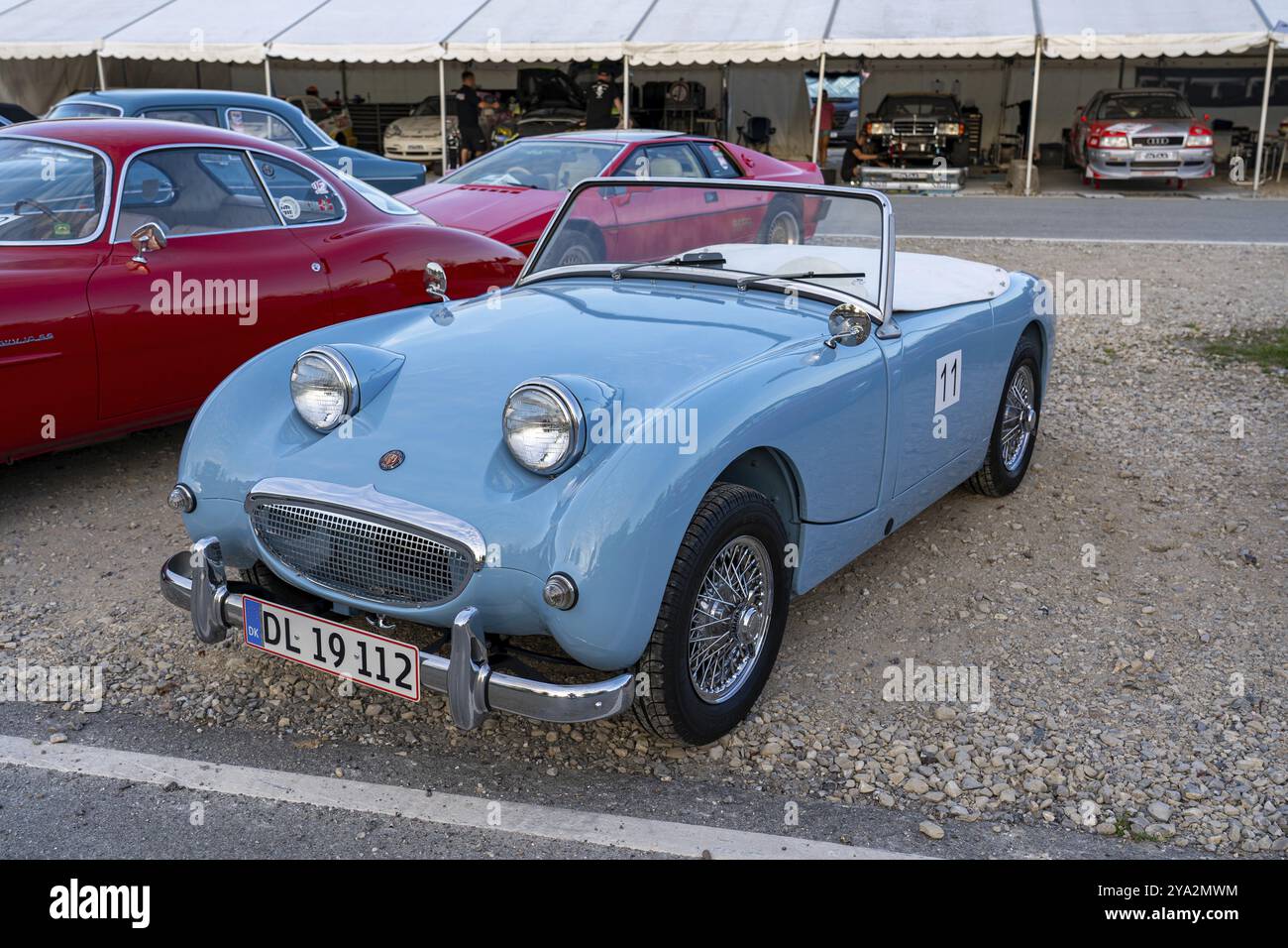 Copenhagen, Denmark, August 02, 2024: A blue Austin Healey Sprite ...