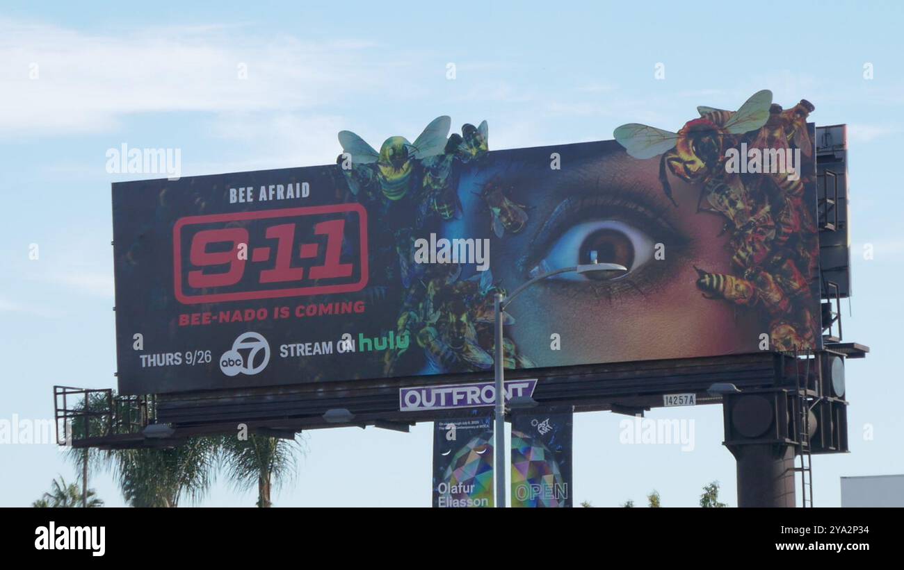 Los Angeles, California, USA 11th October 2024 Bee Nado 911 Billboard ...