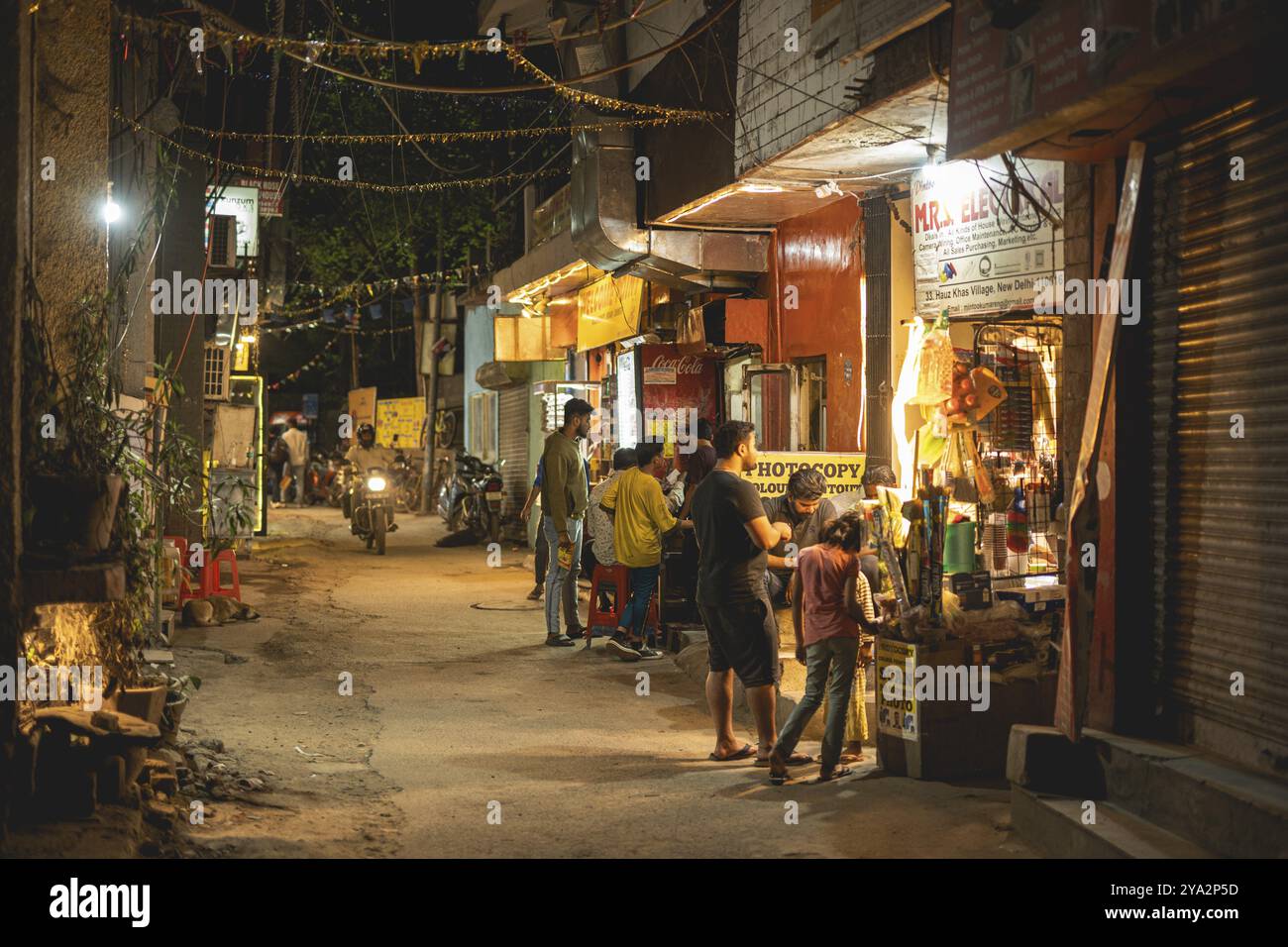 New Delhi, India, April 11, 2023: People and shops in Hauz Khas Village ...