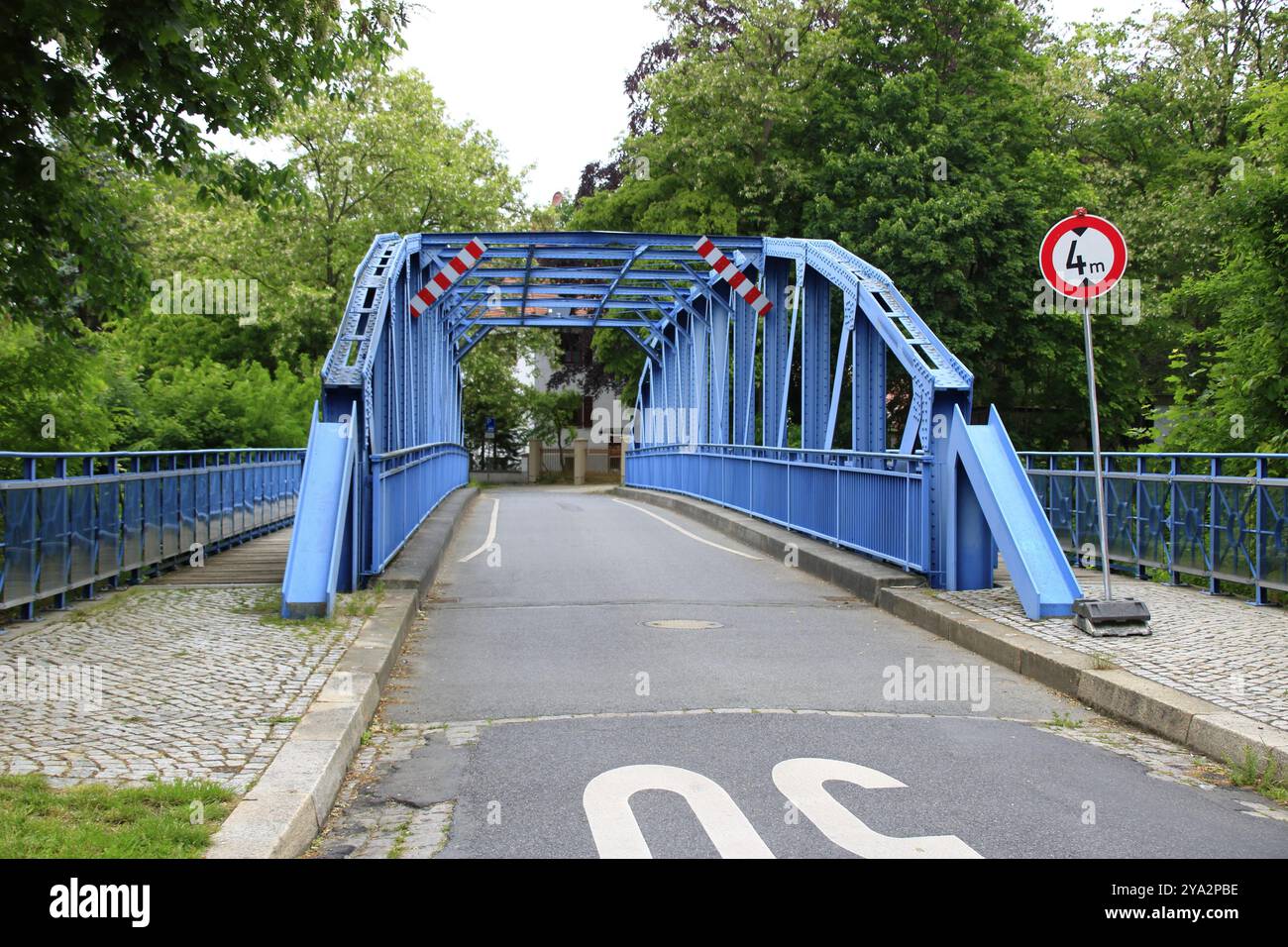 Blue railway bridge in the city of goerlitz in saxony Stock Photo - Alamy