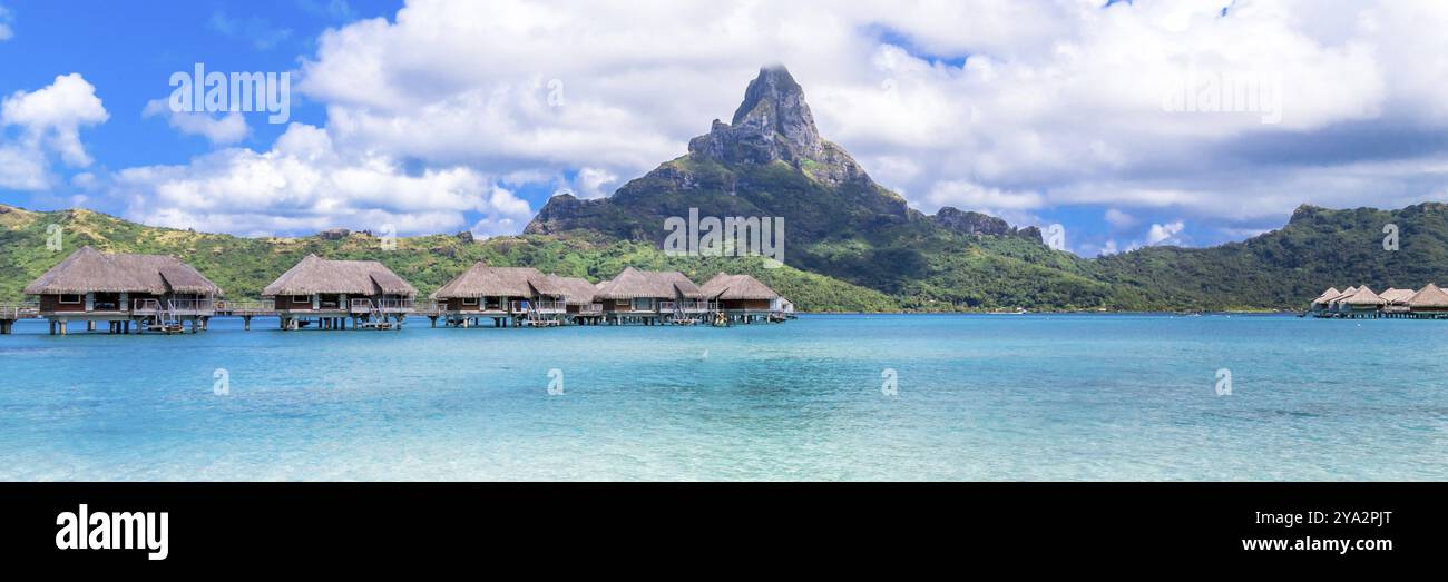 Bora Bora Island, French Polynesia. Web banner in panoramic view this ...