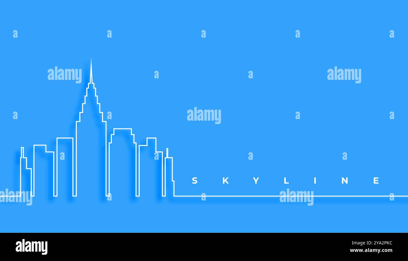 high rise skyline skyscraper building in line style vector Stock Vector ...