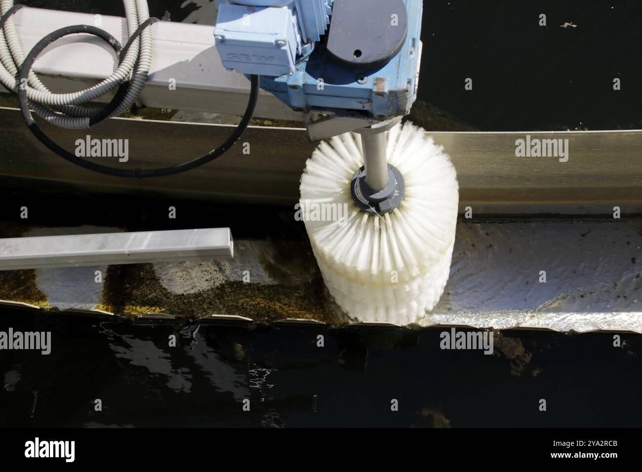 Brush for cleaning the outlet channel in the secondary clarifier of a ...