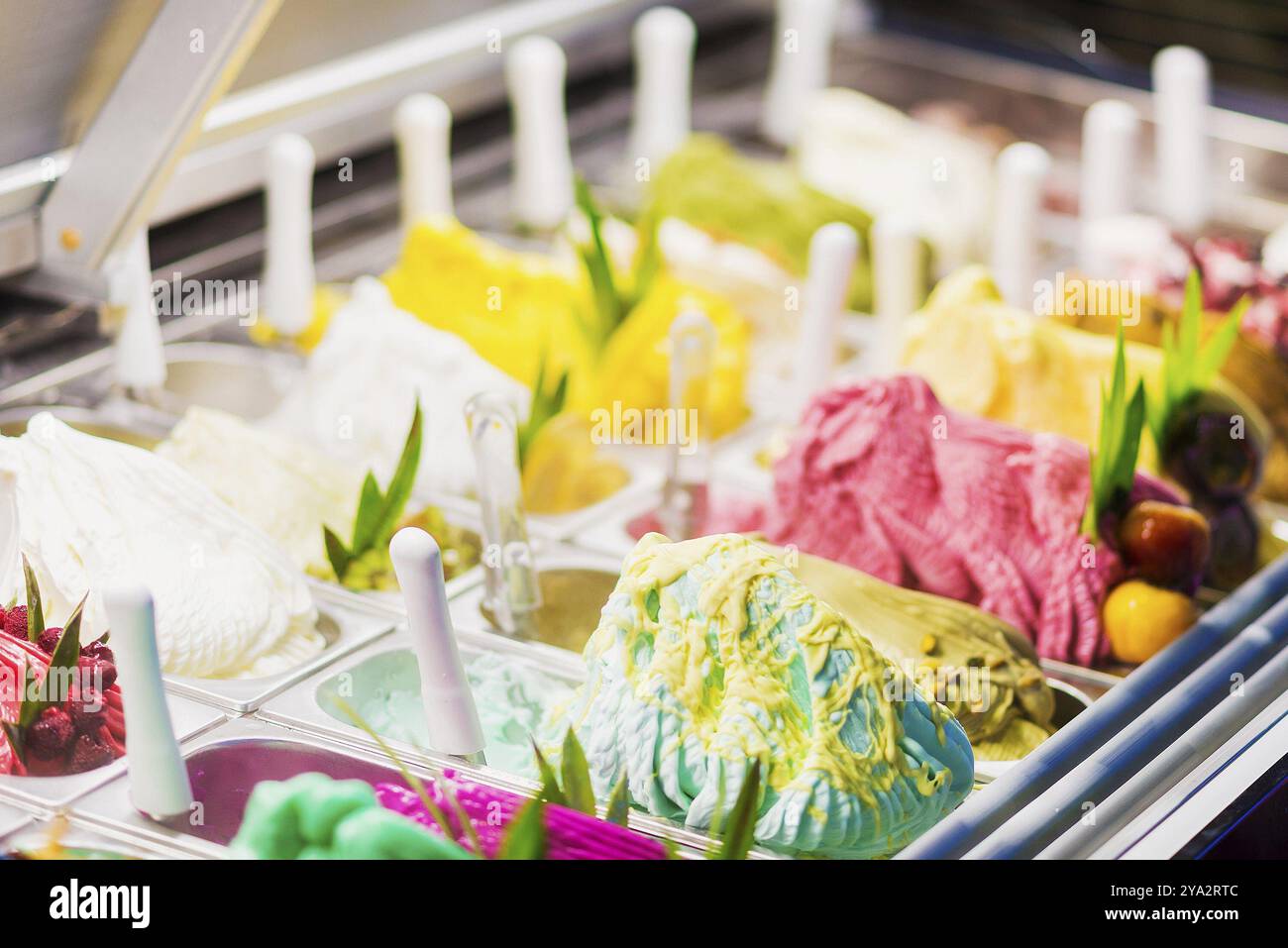 Classic italian gourmet gelato gelatto ice cream display in shop Stock Photo - Alamy