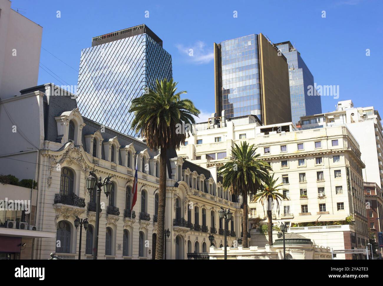 high rise buildings and historic buildings, city center, Santiago de ...