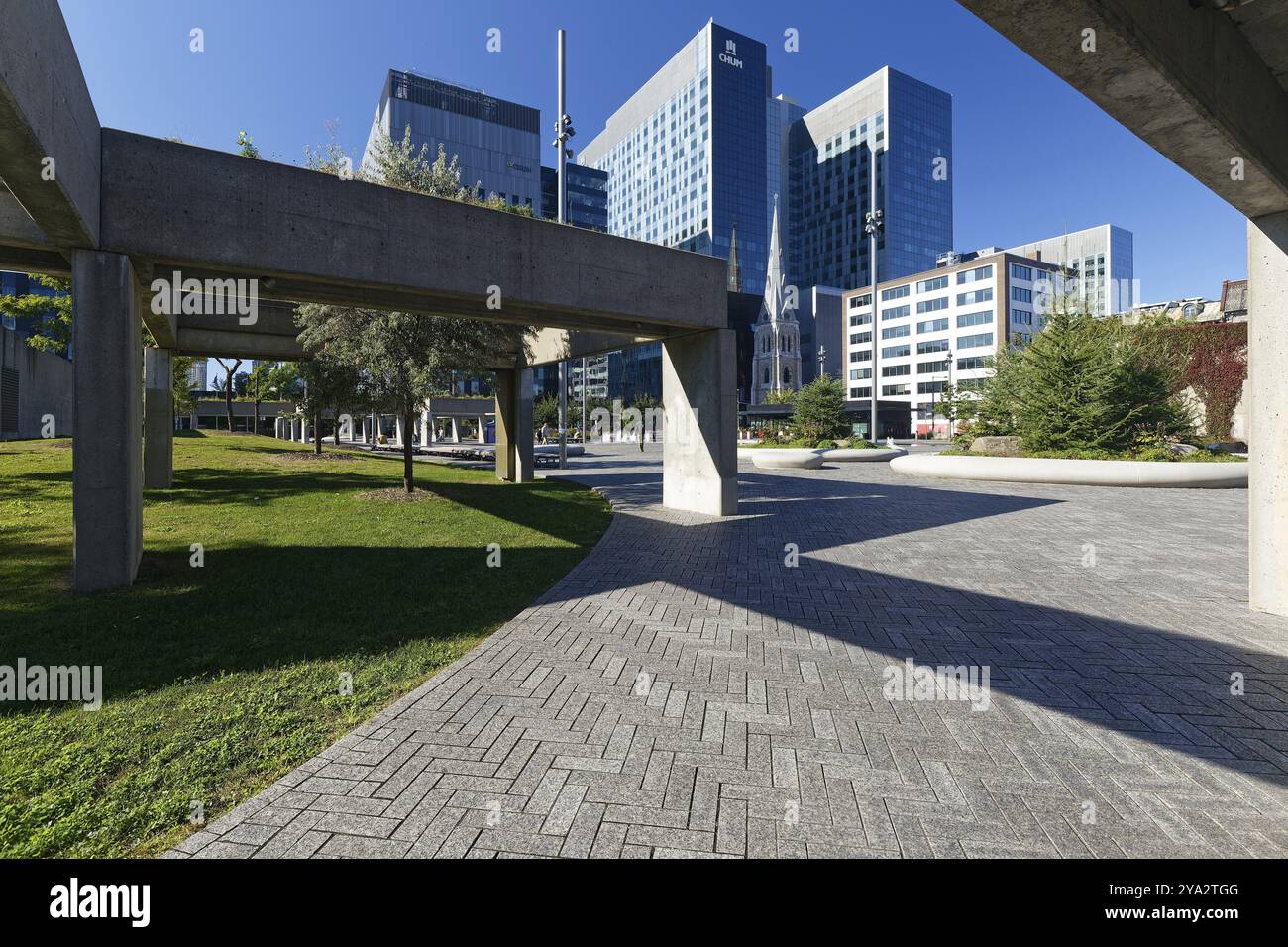 Architecture, square with modern clinic buildings, Montreal, Province ...