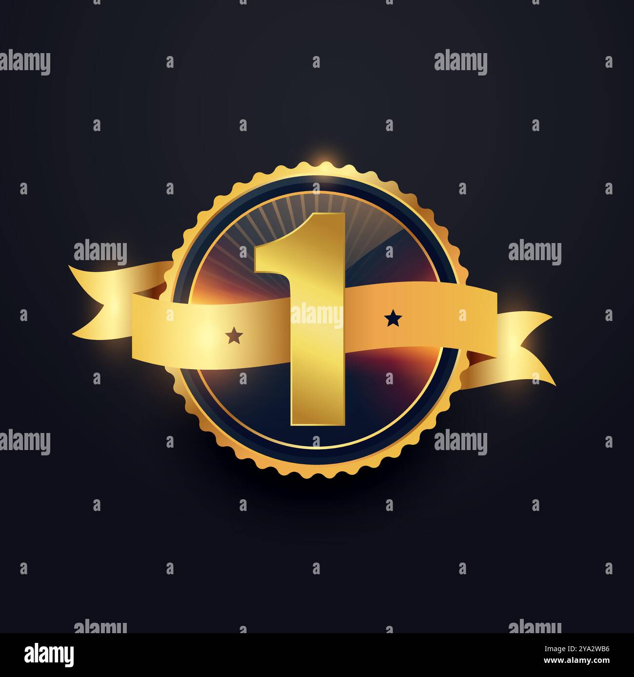 decorative number one badge sign a reward of champions vector Stock ...