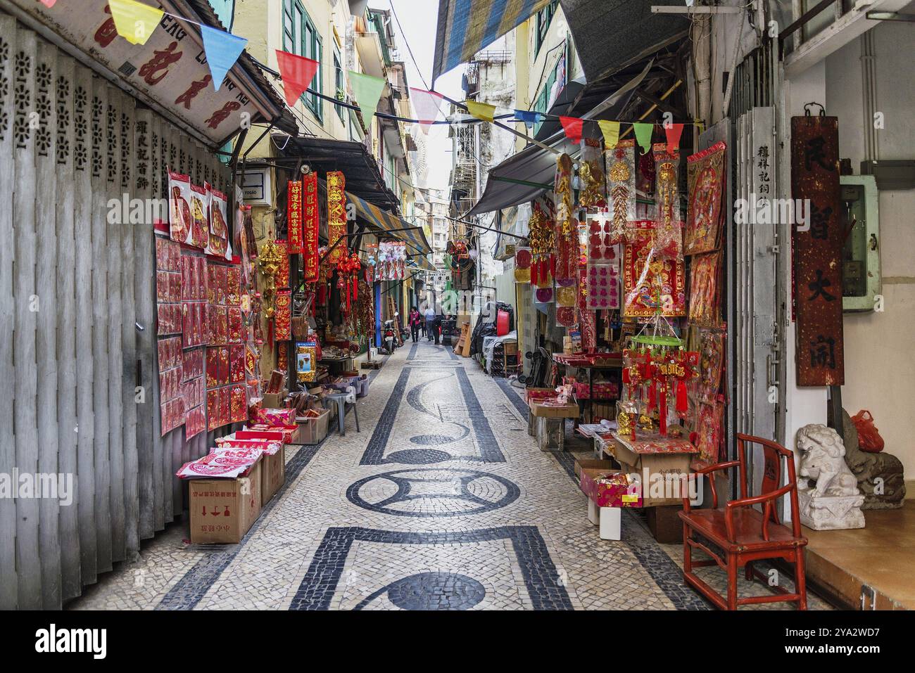 Pedesterian shopping street in macau macao china with portuguese ...