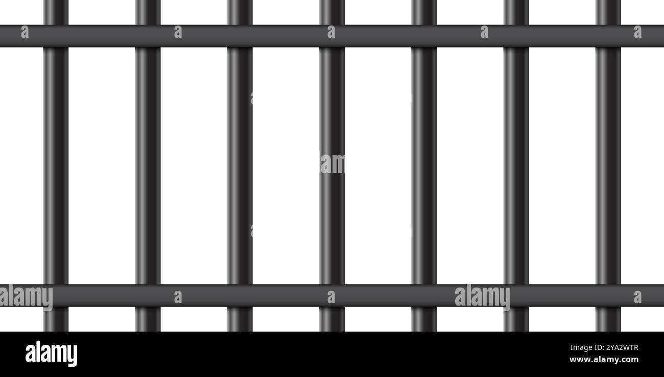 Black metal bars on a white background in close-up. Vector illustration ...