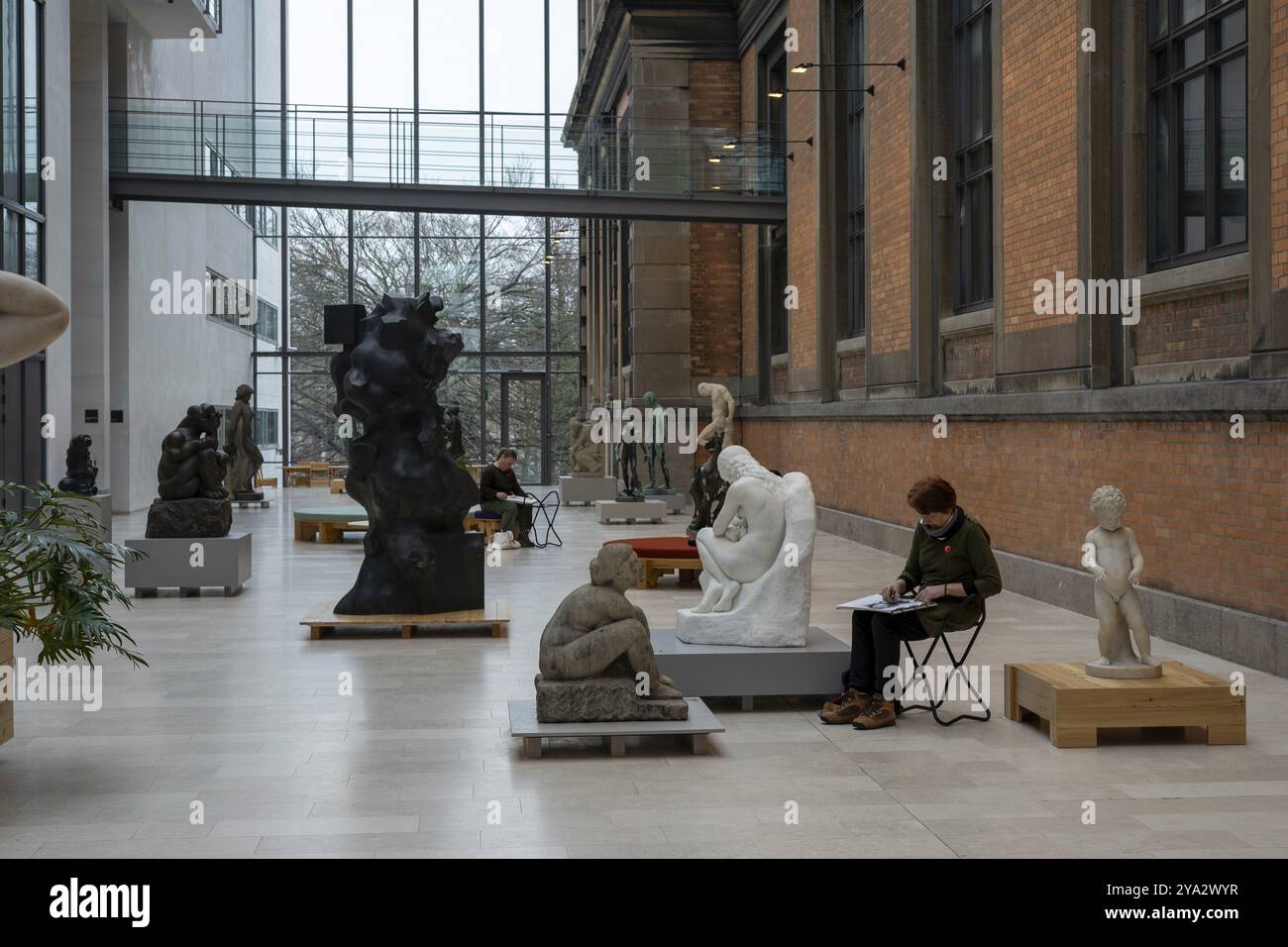 Copenhagen, Denmark, January 20, 2024: Sculptures and people inside the ...