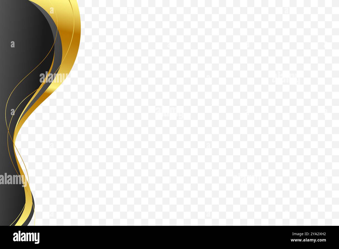 Graceful wavy pattern in a Black and gold vector background for header ...