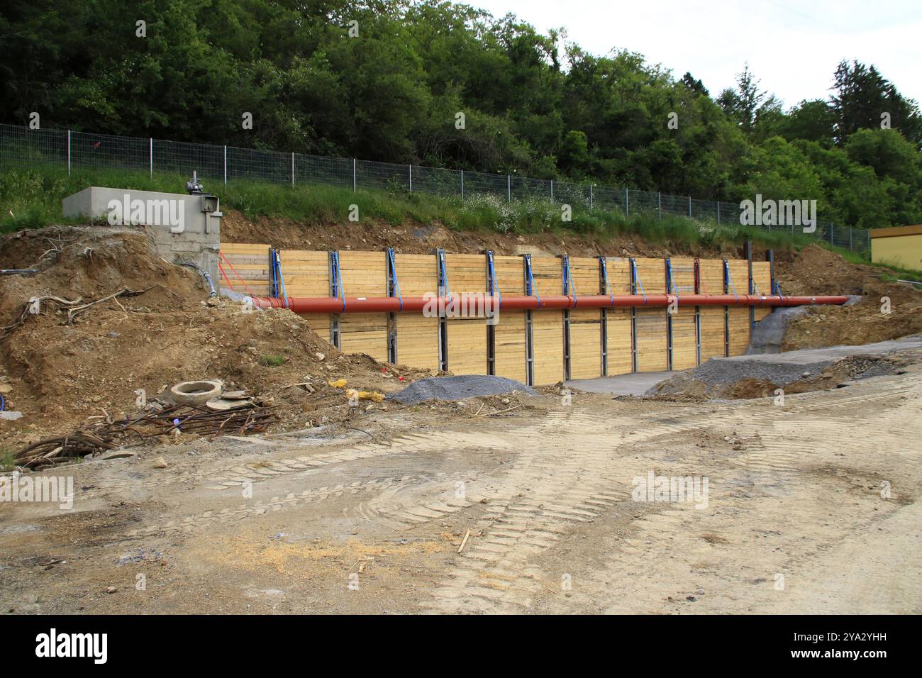 Wastewater pipe in the inlet of a sewage treatment plant was relocated ...