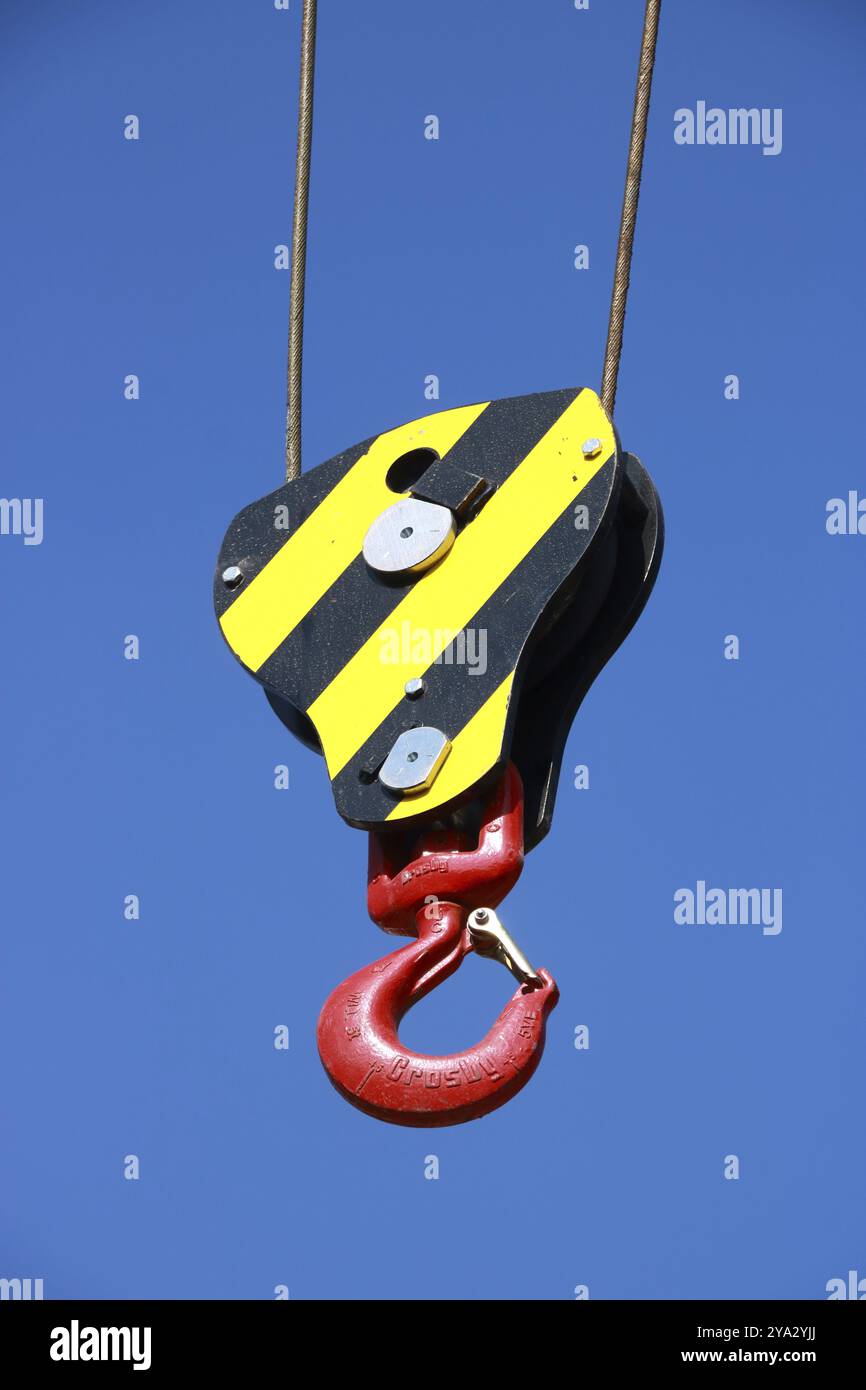Hook on a construction crane, for lifting heavy weights with a chain ...