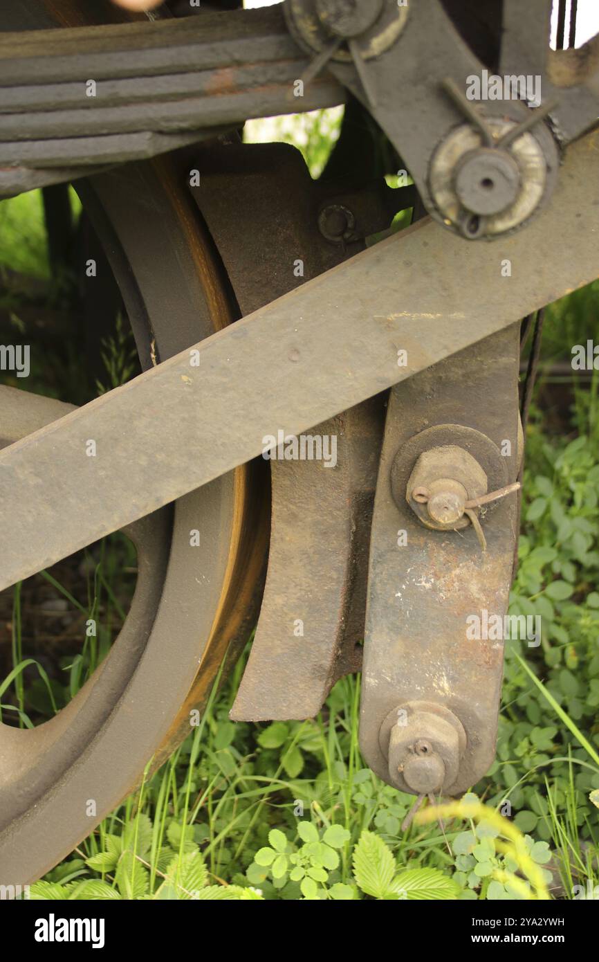 Block brake on a railway wagon in open condition Stock Photo - Alamy