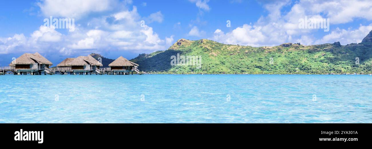 Bora Bora Island, French Polynesia. Web banner in panoramic view this ...