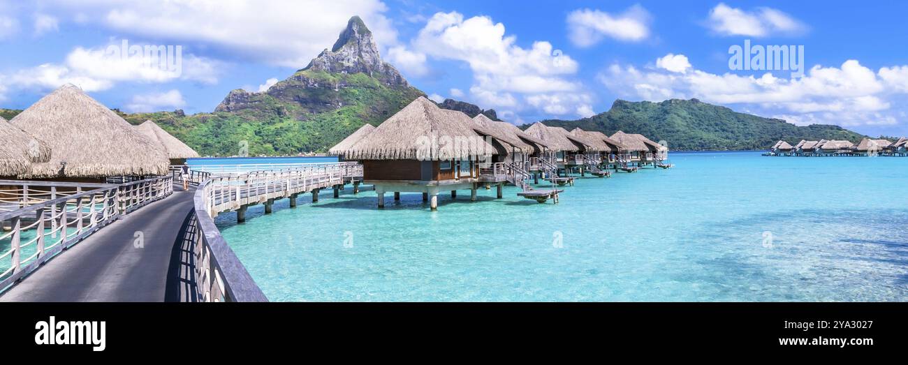 Bora Bora Island, French Polynesia. Web banner in panoramic view this ...