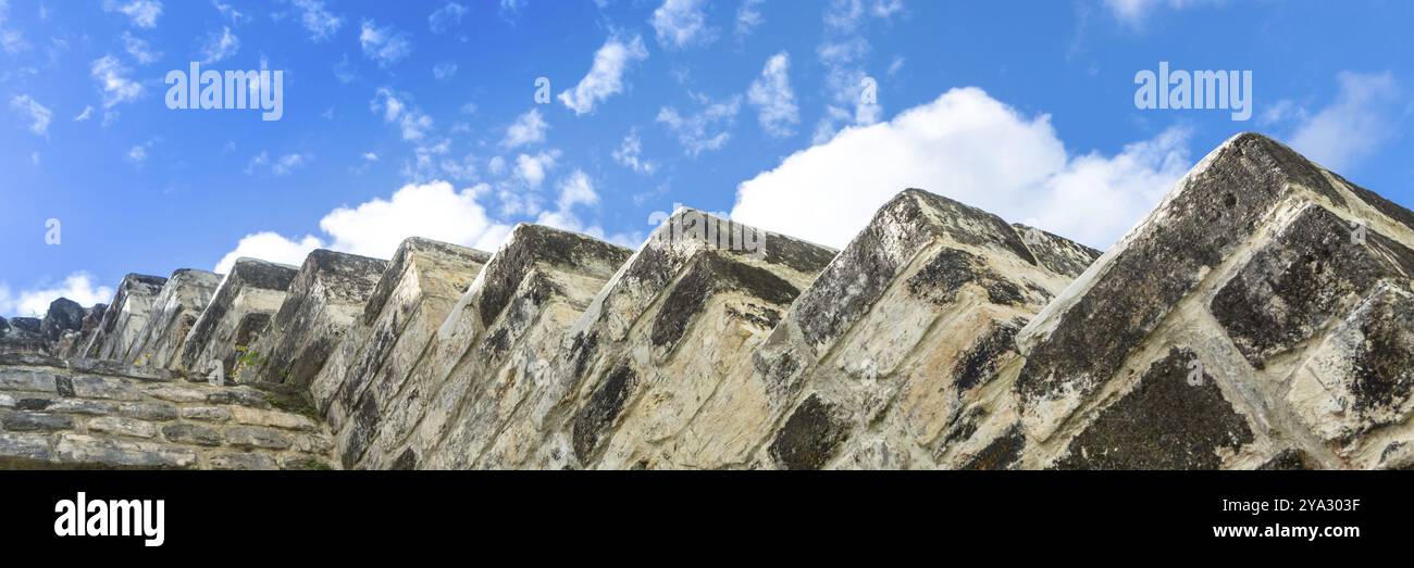 Belize, Central America, Altun Ha Temple. Web banner in panoramic view ...