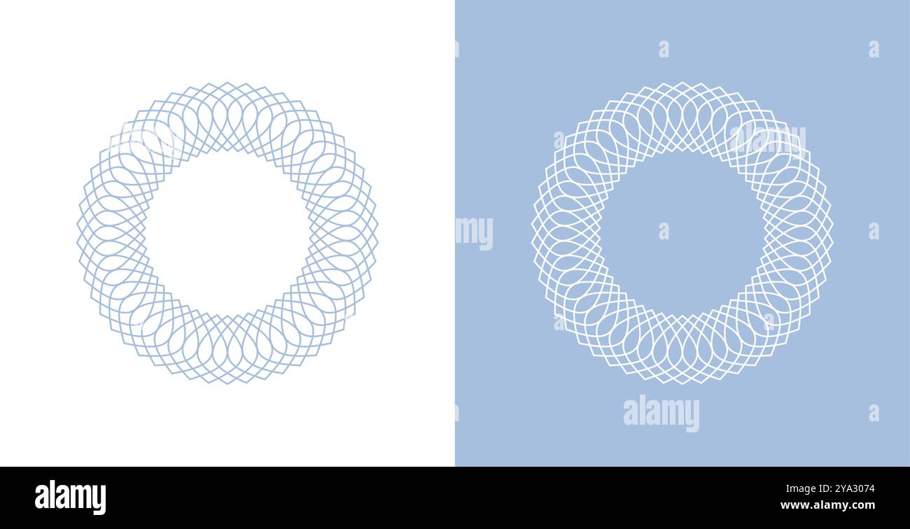 set of symmetry round shape pattern design in doodle style vector Stock ...