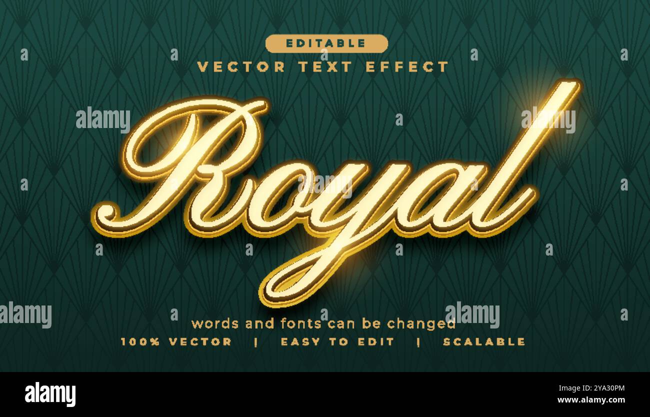 fancy lettering golden royal text effect editable template vector Stock ...