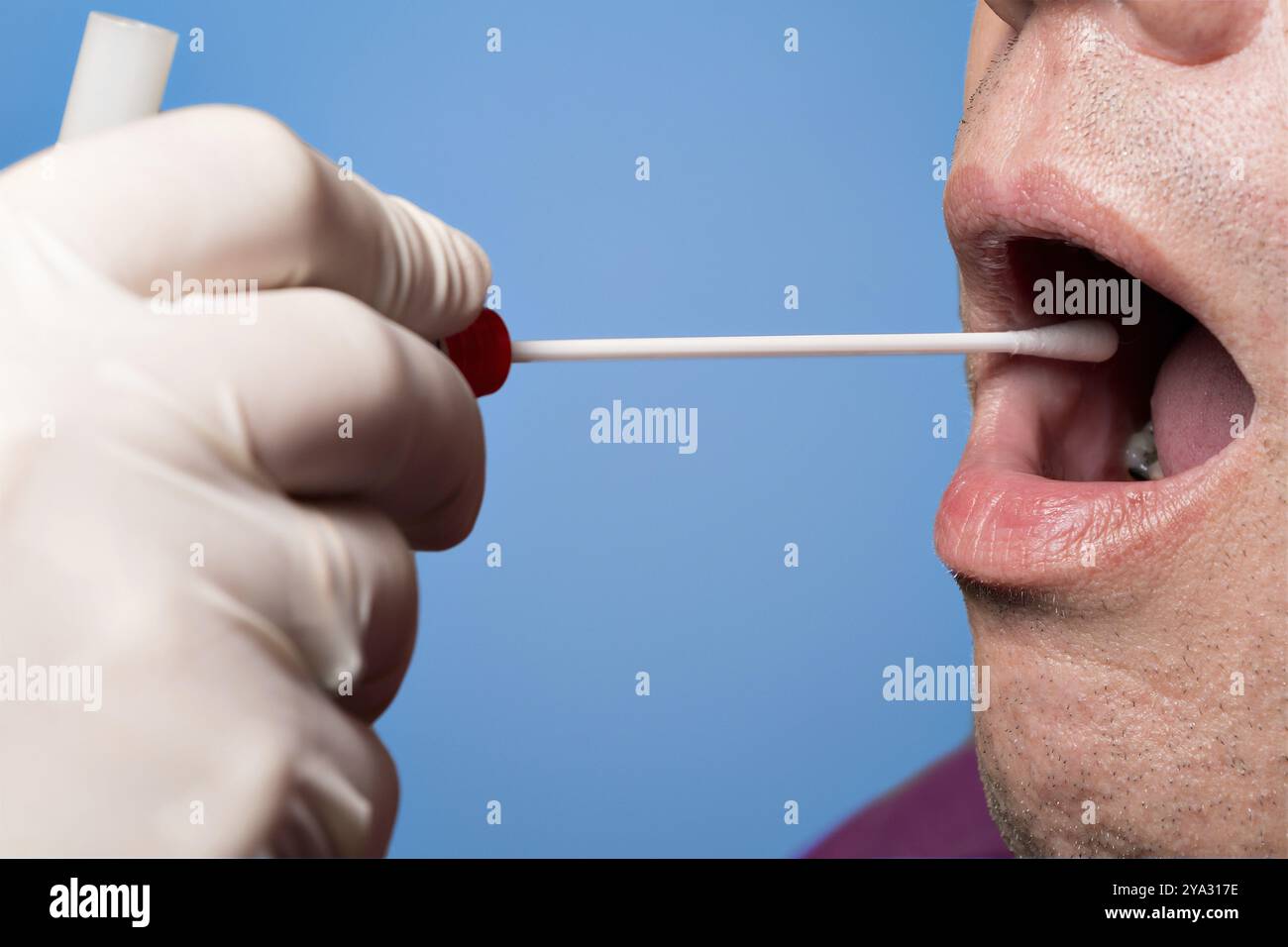 Man uses a DNA test tube and a cotton swab, wipe test Stock Photo - Alamy