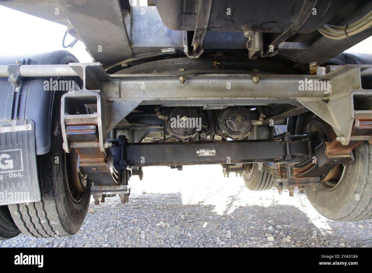 View of brake cylinder under a trailer Stock Photo - Alamy