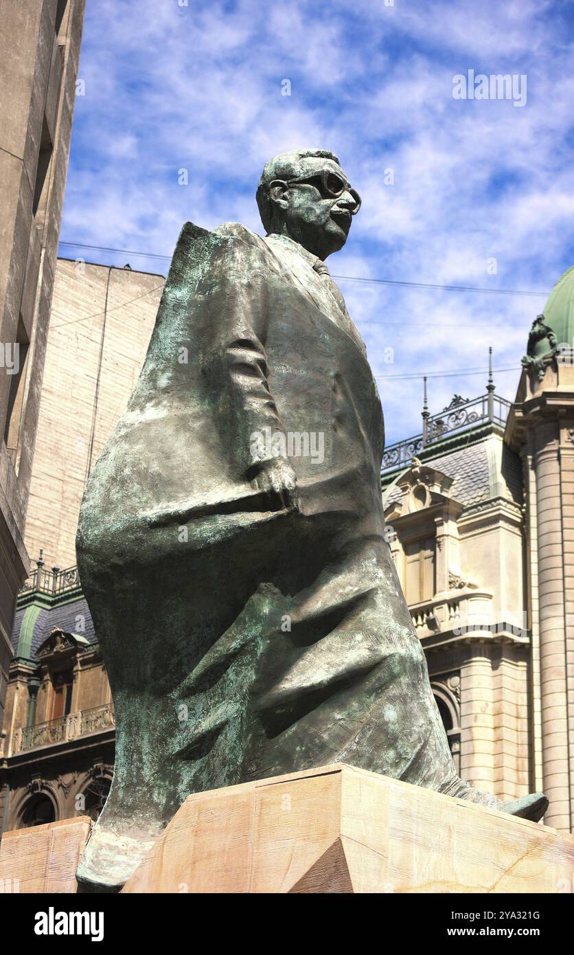 Statue of Salvador Allende, Santiago, in the square behind the ...
