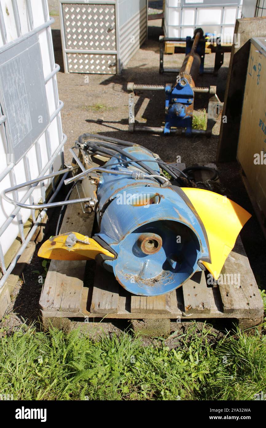Motor from an agitator in the aeration tank of a sewage treatment plant ...
