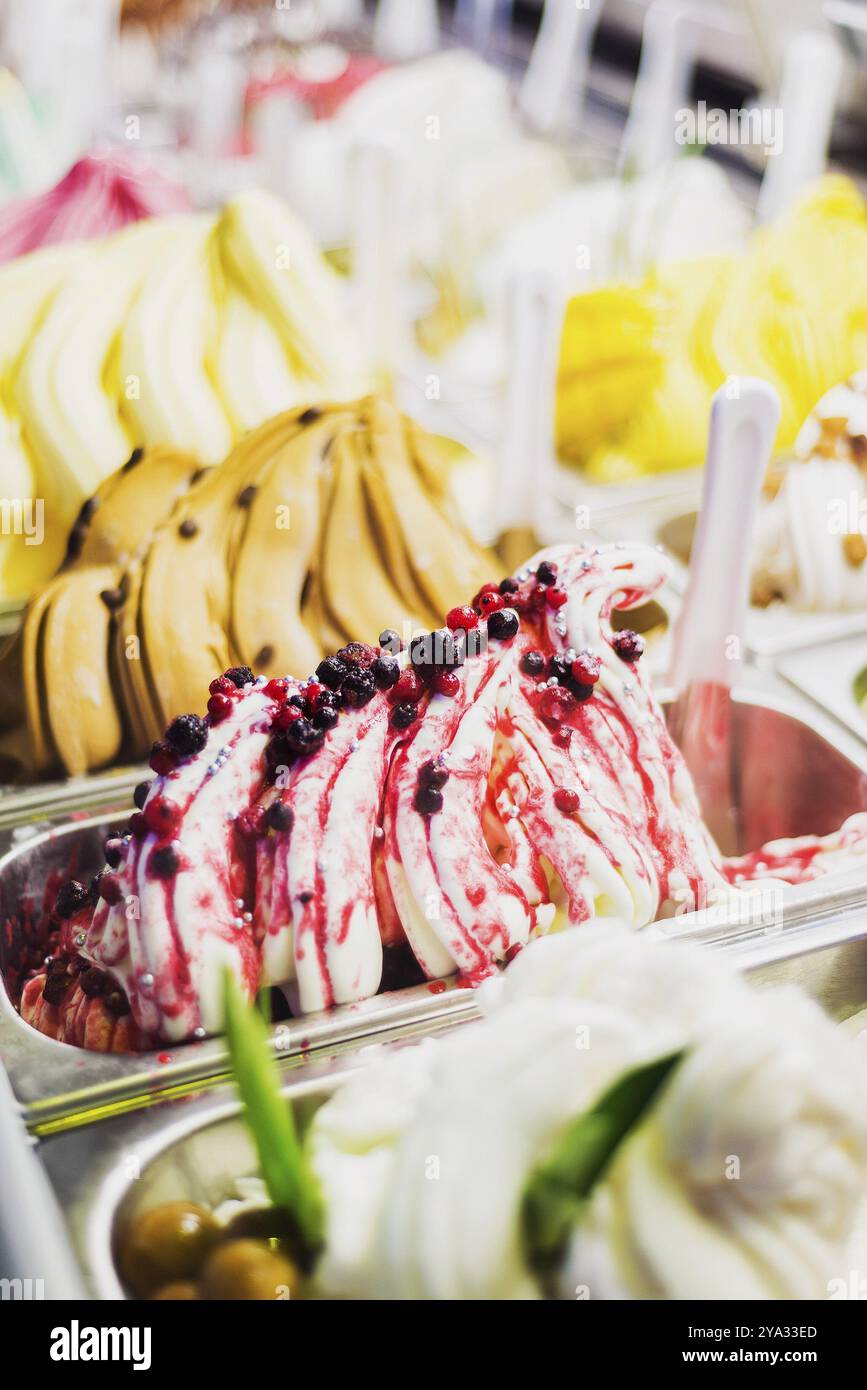 Classic italian gourmet gelato gelatto ice cream display in shop Stock Photo - Alamy